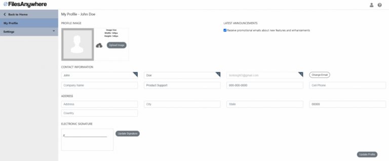 New Look - My Profile - FilesAnywhere