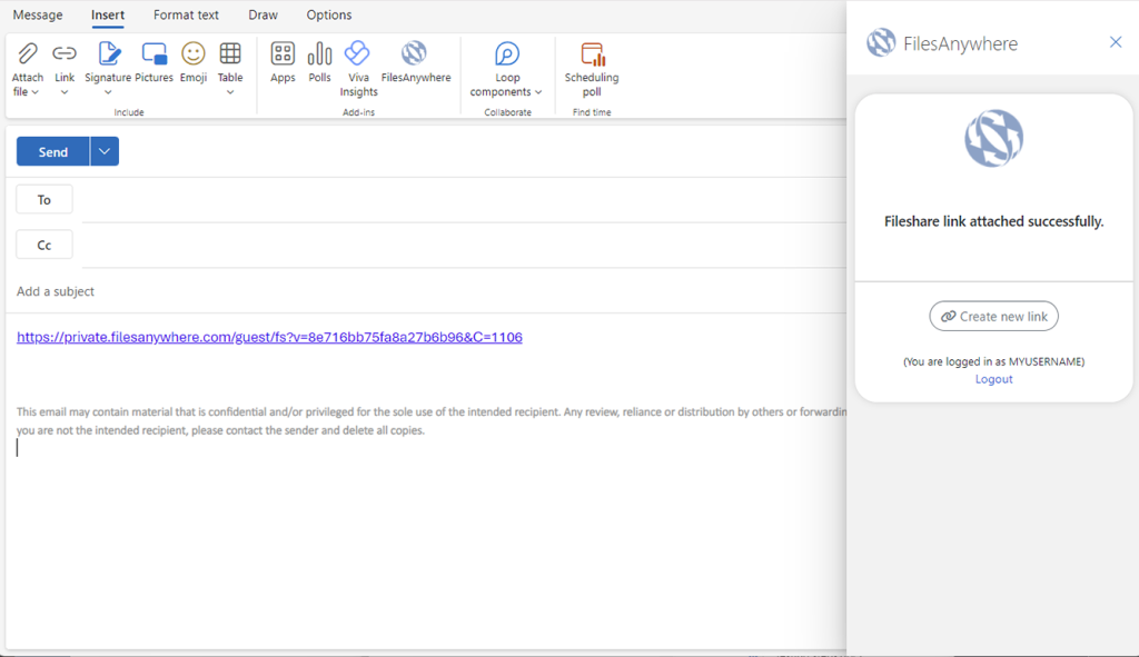 FilesAnywhere Outlook Add-In